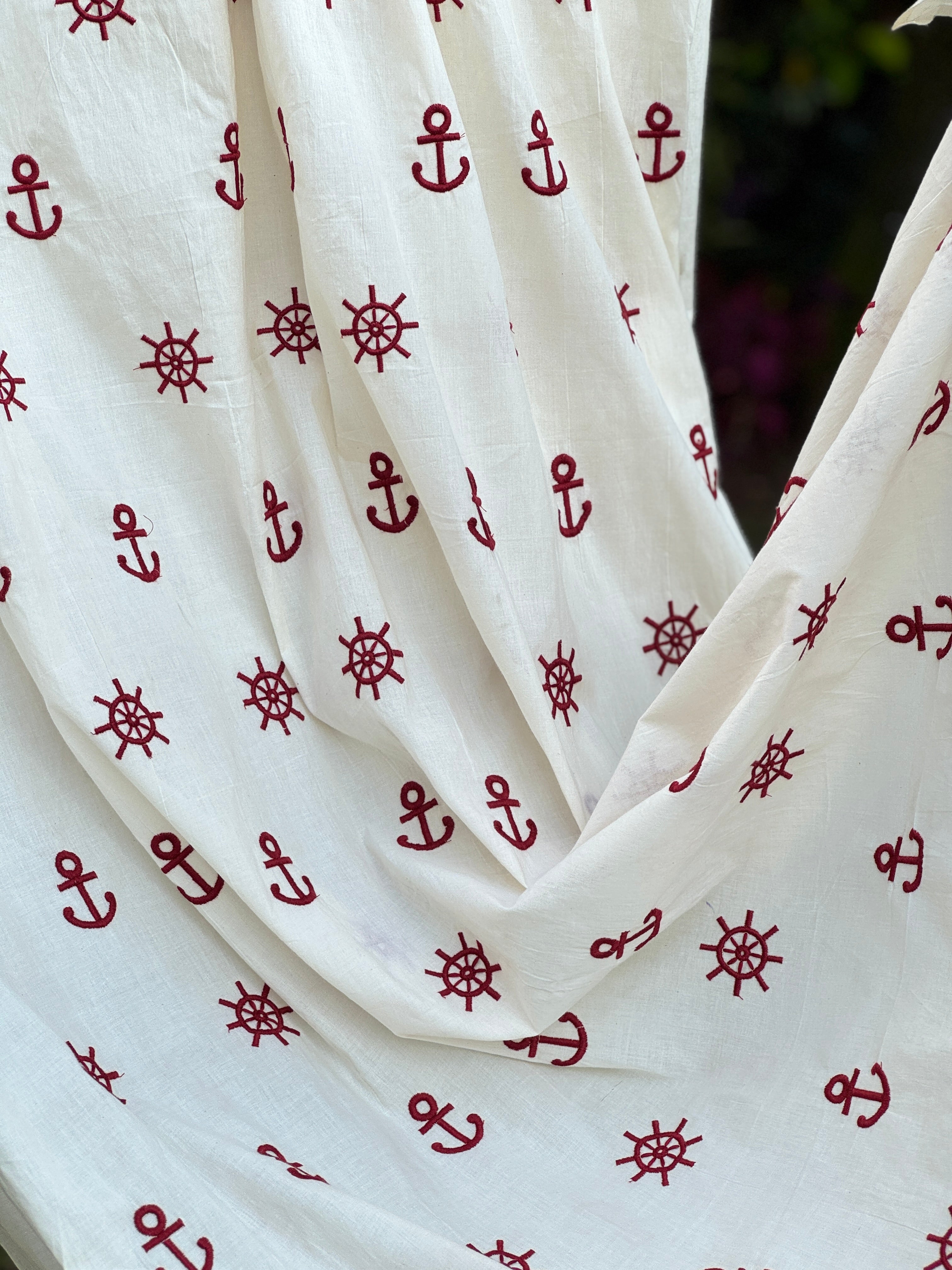 Embroidered Kora Cotton Fabric – Thottathil Silks